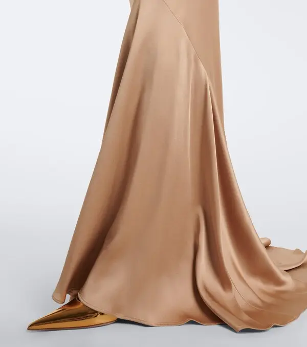 Max Mara Open-back Satin Maxi Dress - Beige