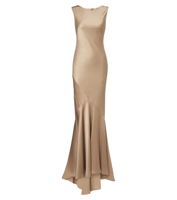 Max Mara Open-back Satin Maxi Dress - Beige