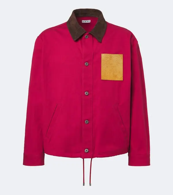 Loewe Suede-trimmed Cotton Canvas Jacket - Red