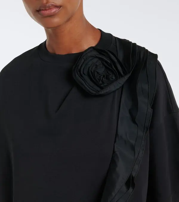 Max Mara Ruffled Cotton Jersey T-shirt - Black