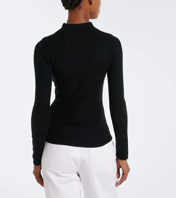 Max Mara Ribbed-knit Silk And Cashmere Polo Sweater - Black