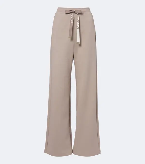 Max Mara Cotton-blend Jersey Wide Leg Sweatpants - Beige