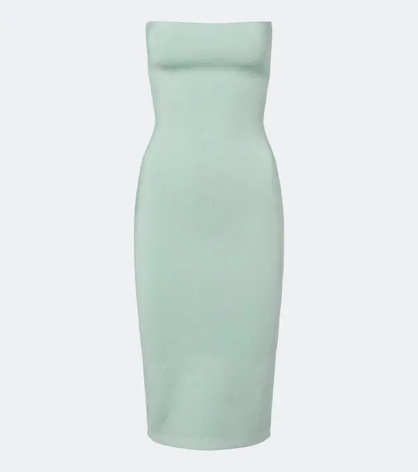Jacquemus Sera Strapless Piqu� Midi Dress - Green