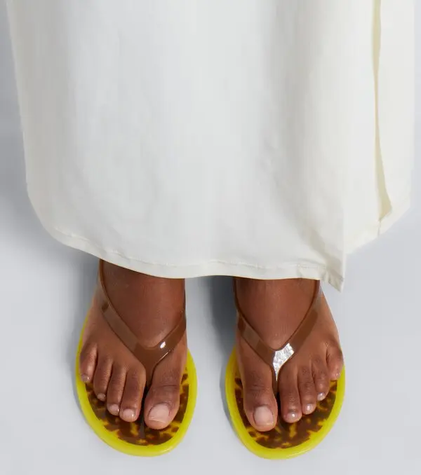 Christopher Esber Jo Leopard-print Thong Sandals - Yellow