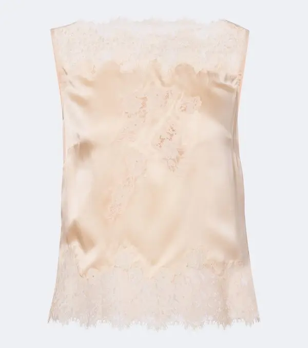 DÔEN D�en Viviane Lace-trimmed Silk Satin Top