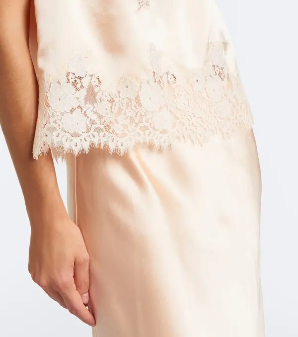 DÔEN Viviane Silk Lace-trimmed Top - Pink