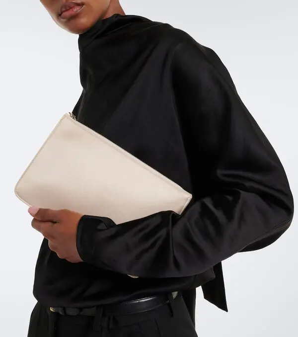 TOTEME Threefold Satin Clutch - White
