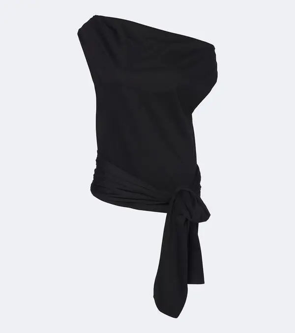 Proenza Schouler Asymmetrical Cotton Jersey Top With Self-ties - Black