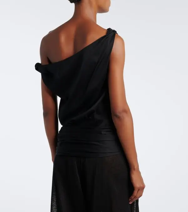 Proenza Schouler Asymmetric Cotton Jersey Top With Self-ties - Black