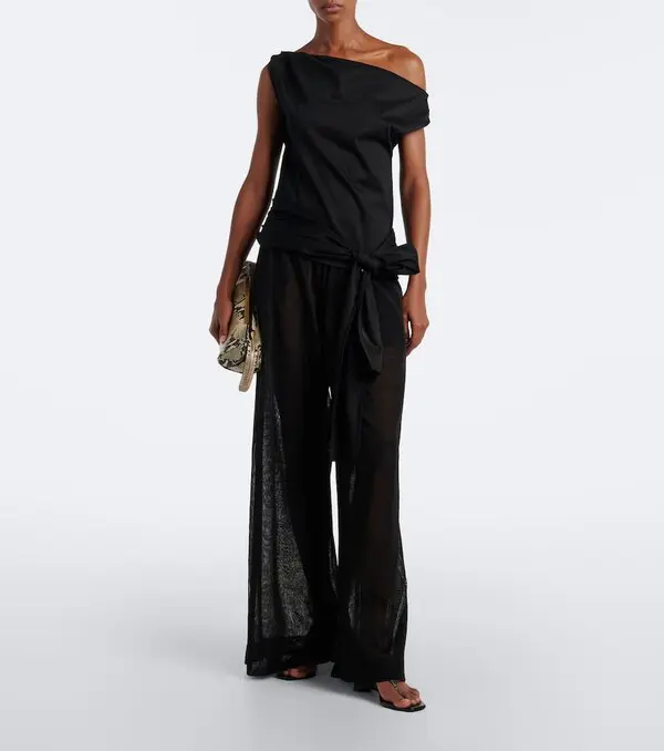 Proenza Schouler Asymmetric Cotton Jersey Top With Self-ties - Black