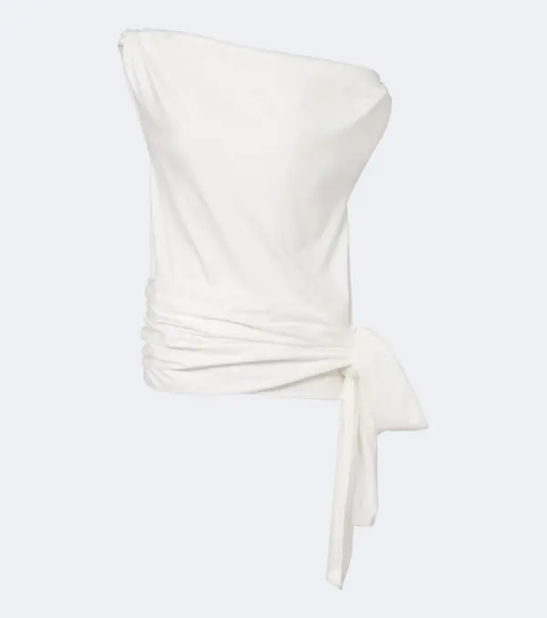 Proenza Schouler Asymmetrical Cotton Jersey Top With Self-ties - White