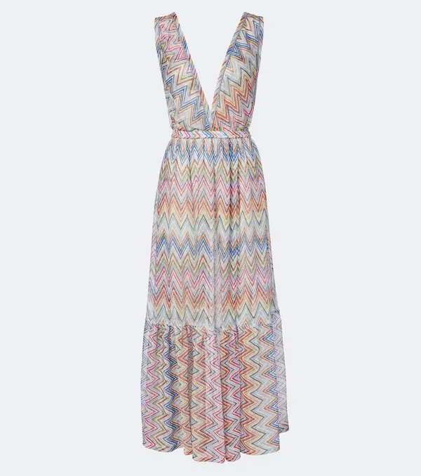 Missoni Zigzag Tiered Tulle Maxi Dress - Multicoloured