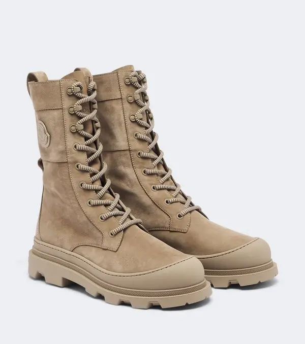 Moncler Vera Leather Ankle Boots - Beige