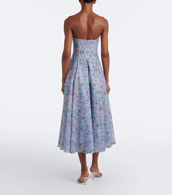 MARKARIAN Embroidered Floral Bustier Cocktail Dress