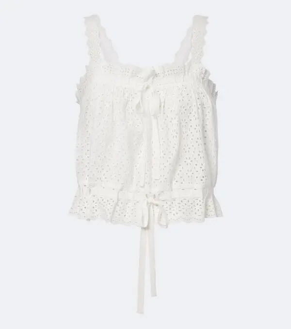 Ulla Johnson Isola Broderie Anglaise Cotton Top - White