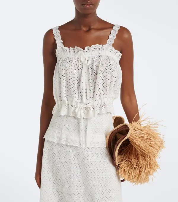 Ulla Johnson Isola Broderie Anglaise Cotton Top - White