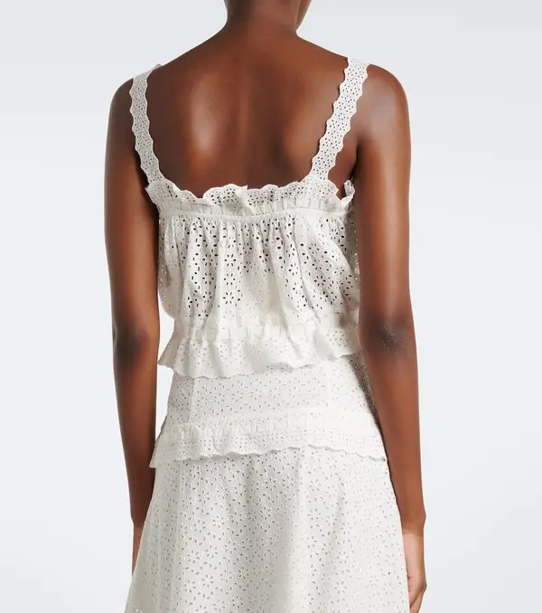 Ulla Johnson Isola Broderie Anglaise Cotton Top - White