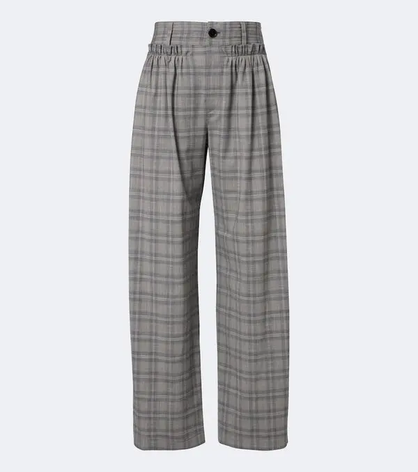 Isabel Marant Étoile Mayera Checked Wool-blend Wide-leg Trousers - Grey
