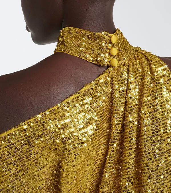 TALLER MARMO Atlas Disco Sequined One-shoulder Gown