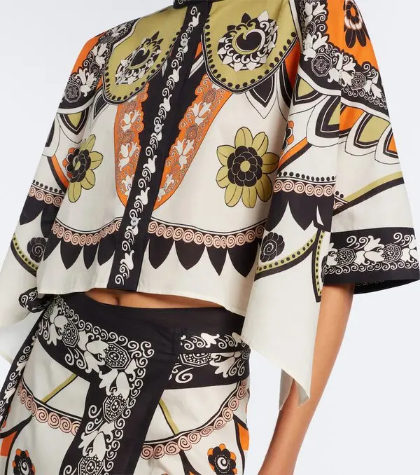 La DoubleJ Printed Cotton Cropped Shirt