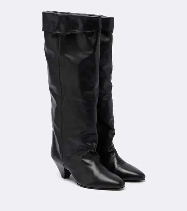Isabel Marant Étoile Elita Draped Leather Knee-high Boots - Black