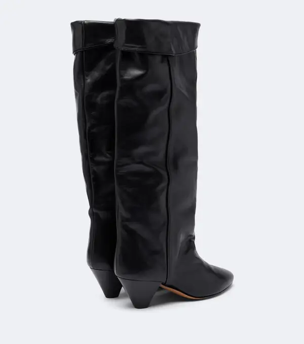 Isabel Marant Étoile Elita Draped Leather Knee-high Boots - Black