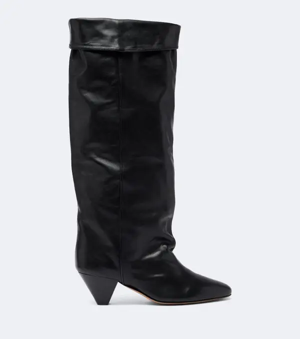 Isabel Marant Étoile Elita Draped Leather Knee-high Boots - Black
