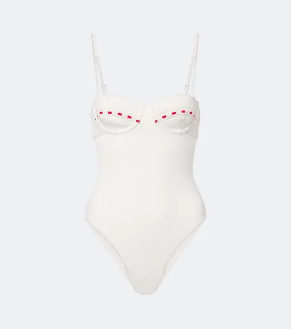 Posse Pia Embroidered Swimsuit - White