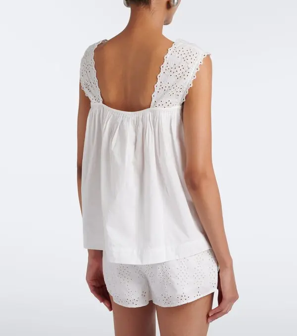 Posse Harriet Embroidered Cotton Poplin Top - White