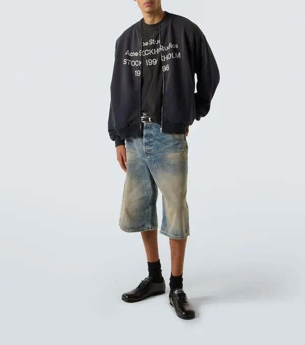 Acne Studios Logo Cotton-blend Zip-up Sweatshirt - Black