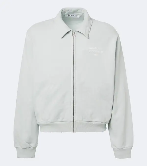 Acne Studios Logo Cotton-blend Zip-up Sweatshirt - Green