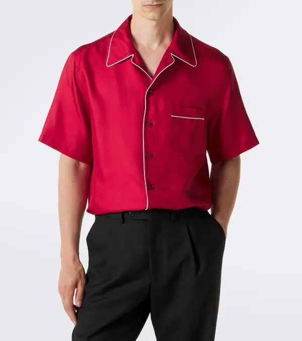 Dolce & Gabbana Silk Satin Bowling Shirt