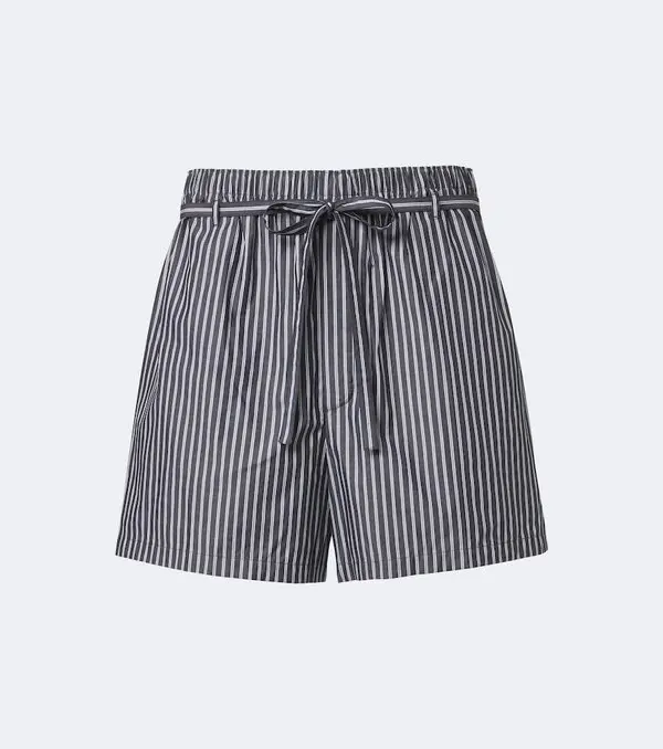 Saint Laurent Striped Cotton Poplin Shorts - Black