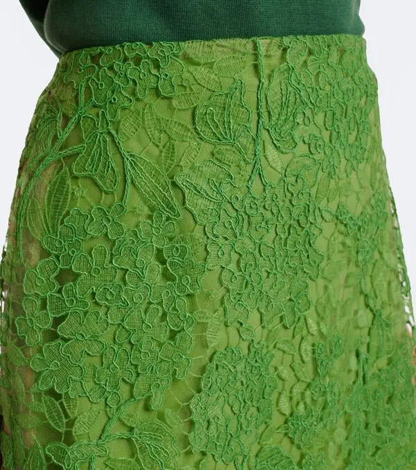 Carolina Herrera Floral Lace Midi Skirt
