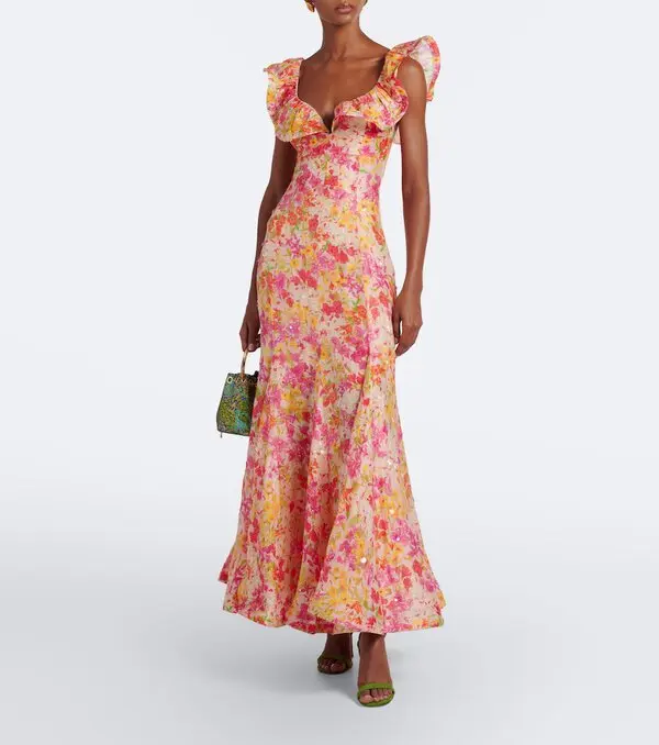 LA FUORI Genevieve Floral Embellished Maxi Dress