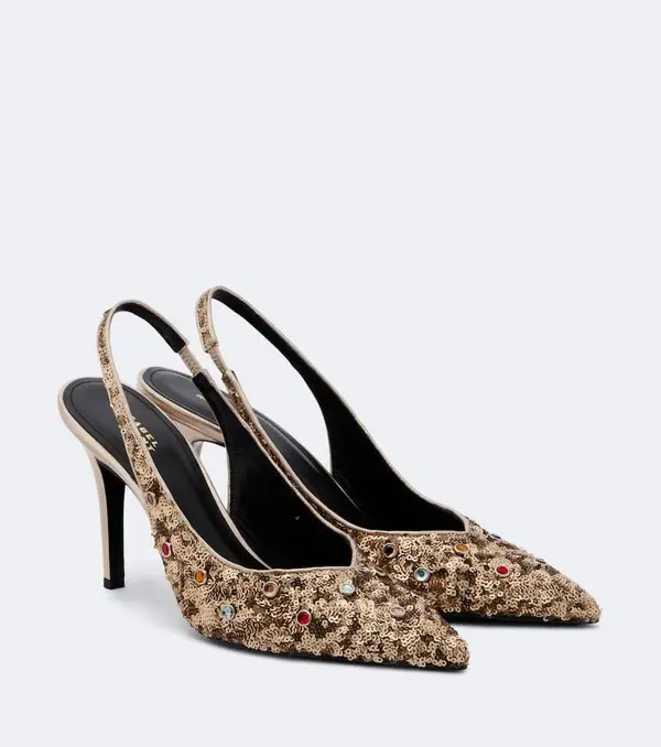 Isabel Marant Étoile Embellished Slingback Pumps - Gold