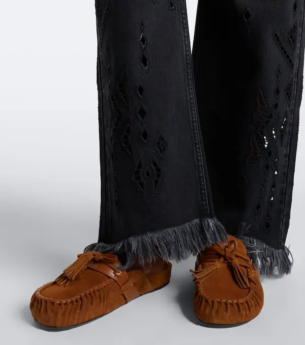 Isabel Marant Étoile Malvin Leather-trimmed Suede Mules