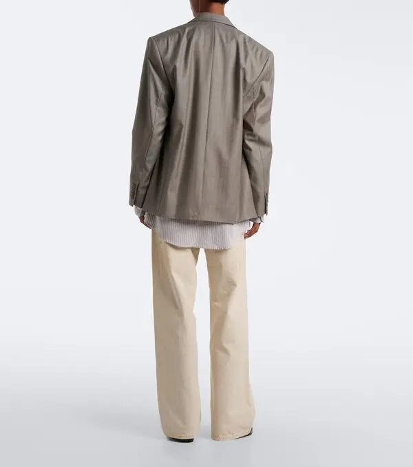 Acne Studios Distressed Leather-trimmed Wide-leg Jeans