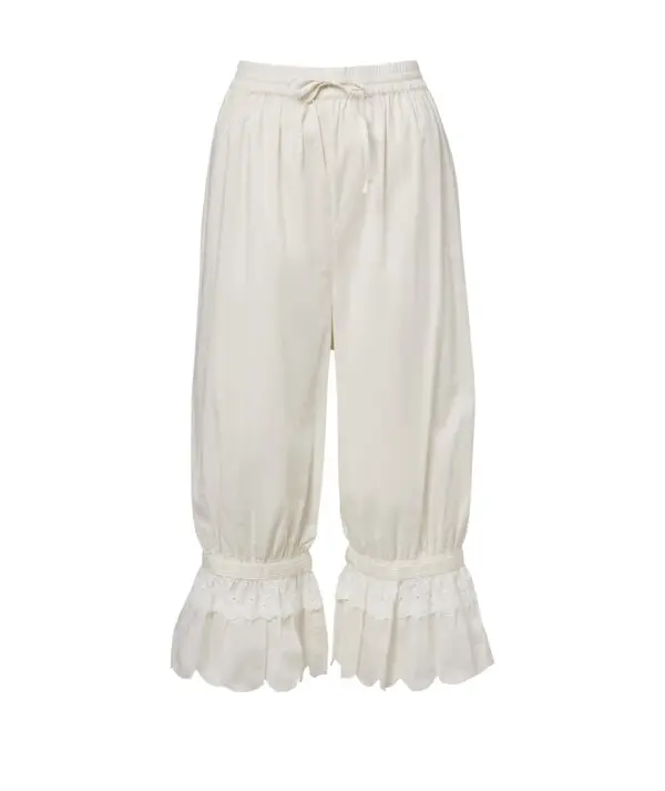 Staud Renzo Embroidered Cotton Voile Pants - White