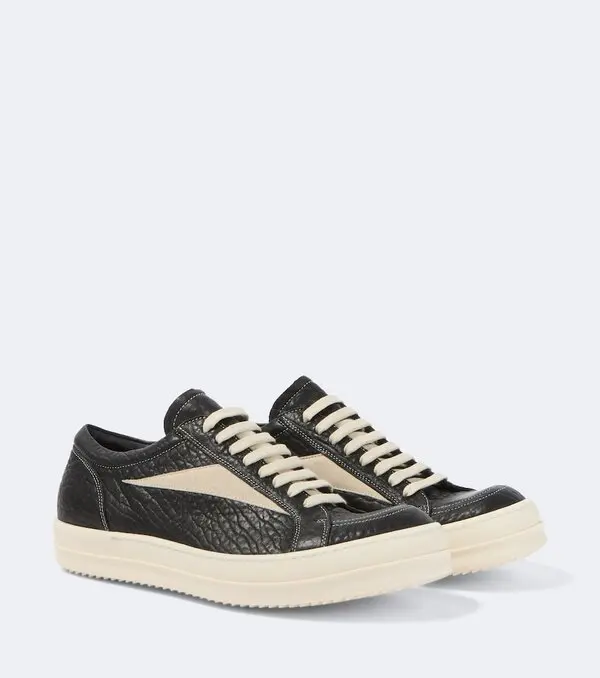 Rick Owens Suede-trimmed Leather Sneakers - Black