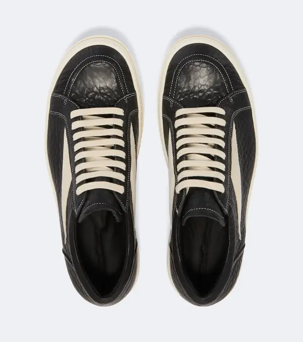Rick Owens Suede-trimmed Leather Sneakers - Black