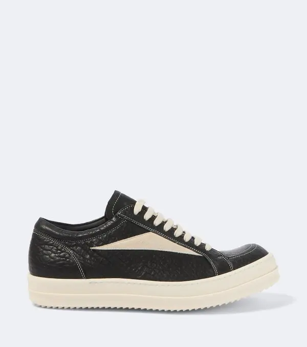 Rick Owens Suede-trimmed Leather Sneakers - Black
