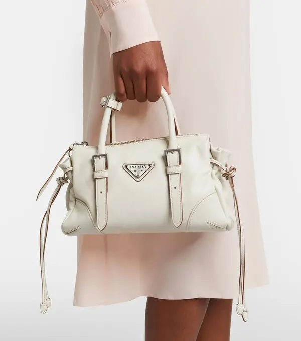 Prada Karin Small Leather Top-handle Bag - White
