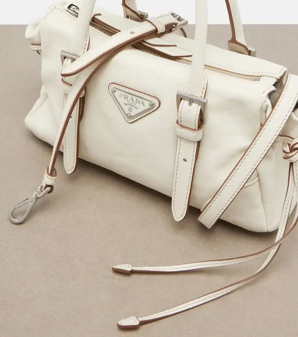 Prada Karin Small Leather Top-handle Bag - White
