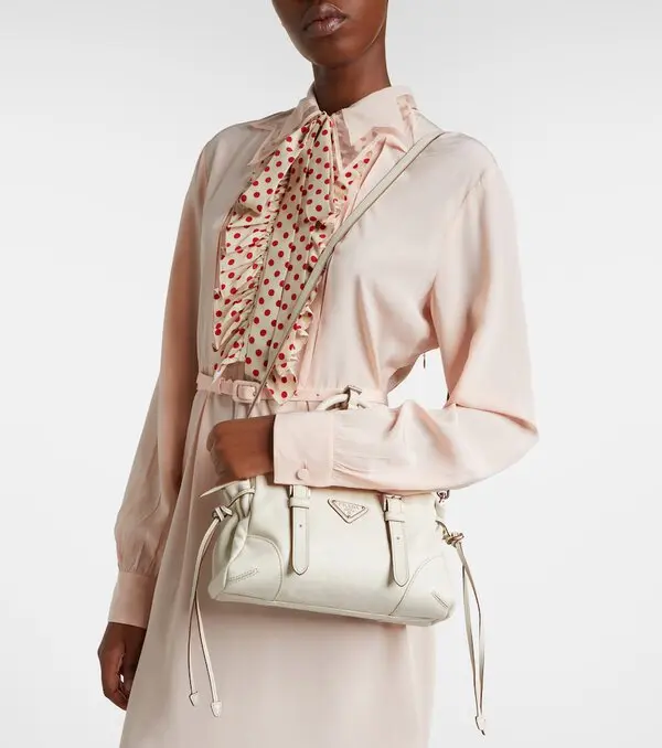 Prada Karin Small Leather Top-handle Bag - White