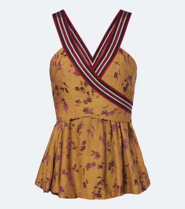 Dries Van Noten Floral Peplum Top - Yellow