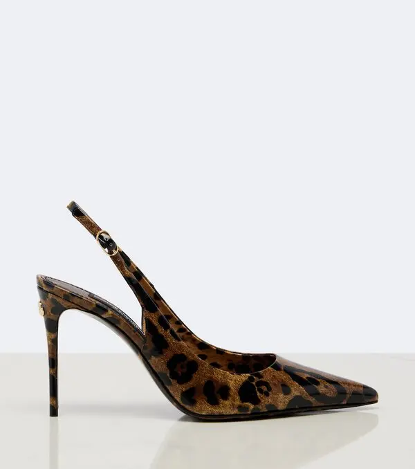 Dolce & Gabbana Leopard-print Leather Slingback Pumps