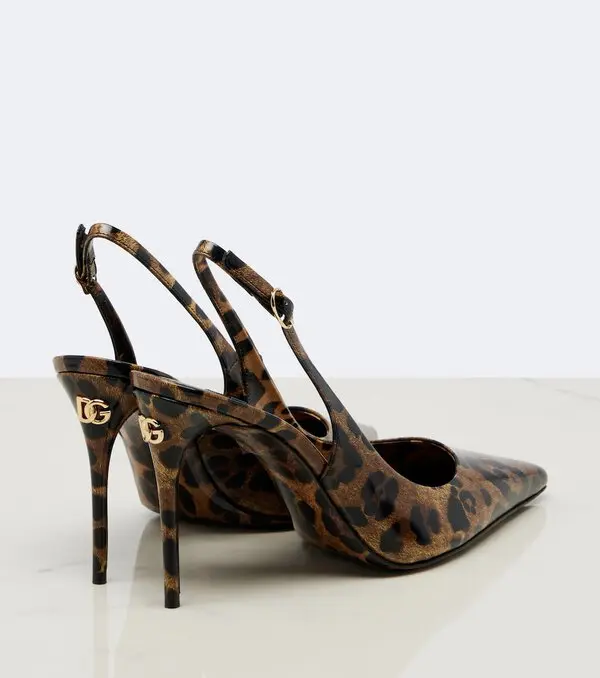 Dolce & Gabbana Leopard-print Leather Slingback Pumps