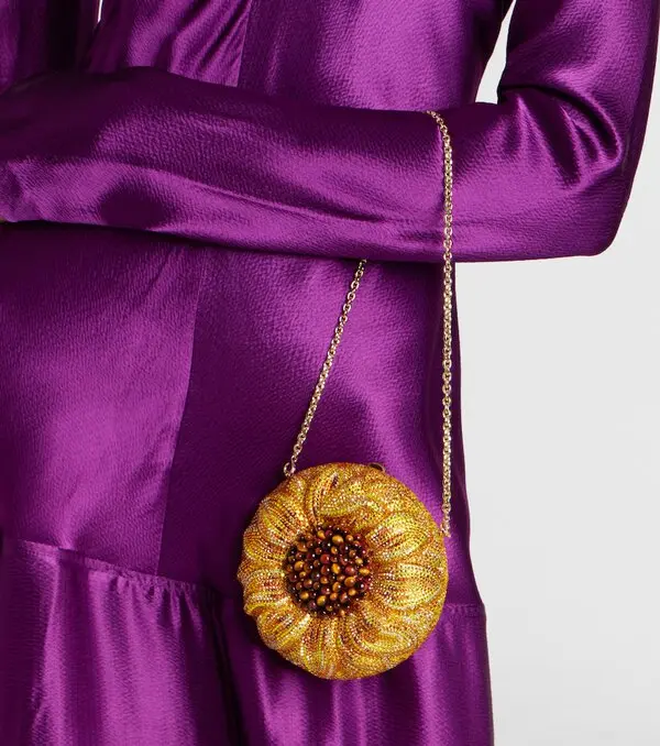 Judith Leiber Sunflower Soleil Embellished Clutch - Orange