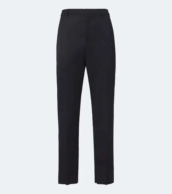 Saint Laurent Wool Gabardine Straight Pants - Blue